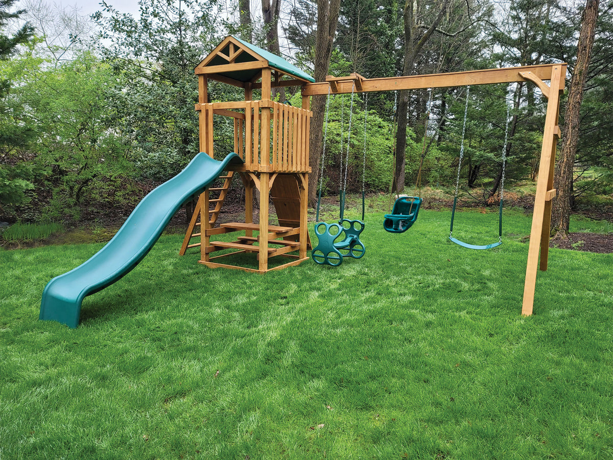 744-A 28 X 10 Wooden Swing Set – Esh's Sheds
